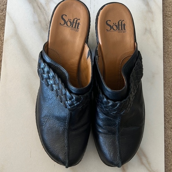 Sofft | Shoes | Sofft Black Mule Clogs Slip On Shoes High Heel Size 9 ...